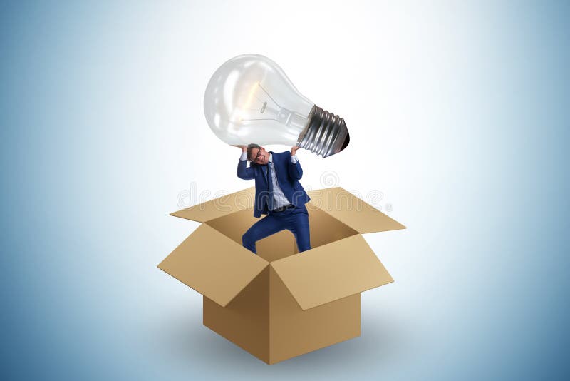 Think Out of Box Concept with Businessman Stock Image - Image of ...