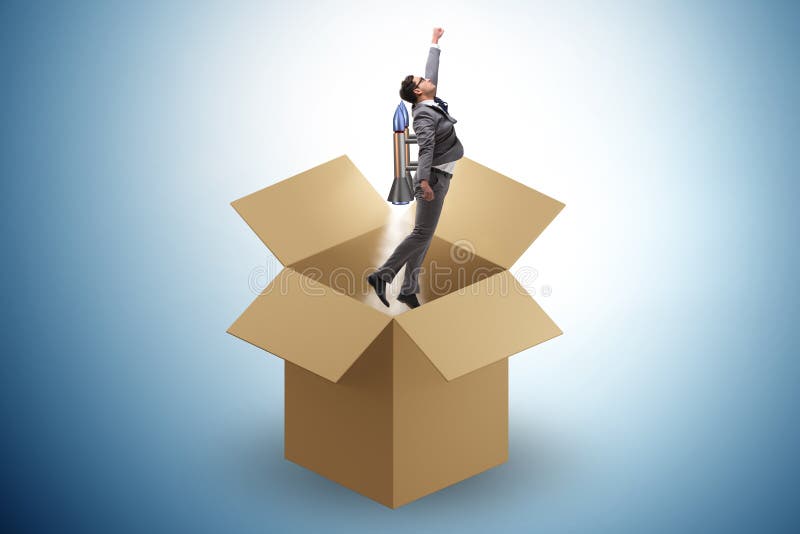 Think Out of Box Concept with Businessman Stock Image - Image of ...