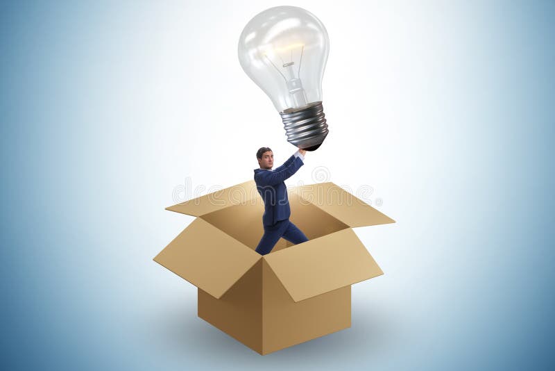 Think Out of Box Concept with Businessman Stock Image - Image of ...