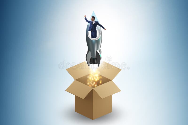 Think Out of Box Concept with Businessman Stock Photo - Image of think ...