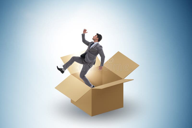 Think Out of Box Concept with Businessman Stock Photo - Image of ...