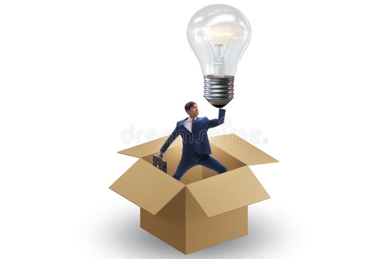 Think Out of Box Concept with Businessman Stock Image - Image of smart ...