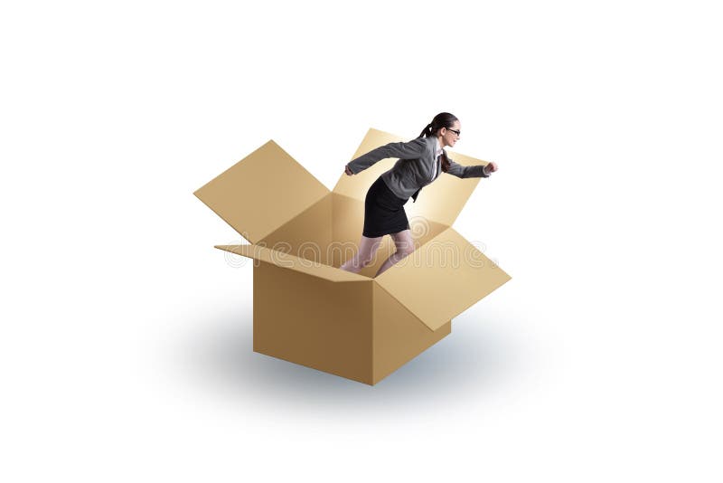 Think Out of Box Concept with Businesswoman Stock Image - Image of ...