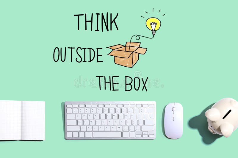 Think Outside the Box with a Computer Keyboard Stock Illustration ...