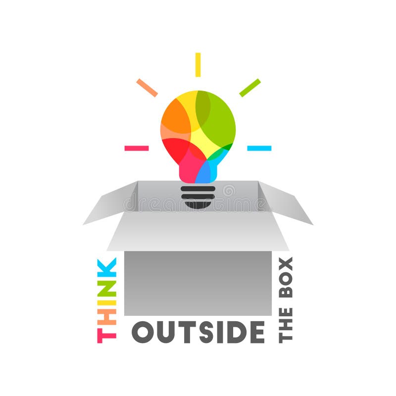 Think Outside the Box Concept with Low Poly Lightbulb Stock Vector ...