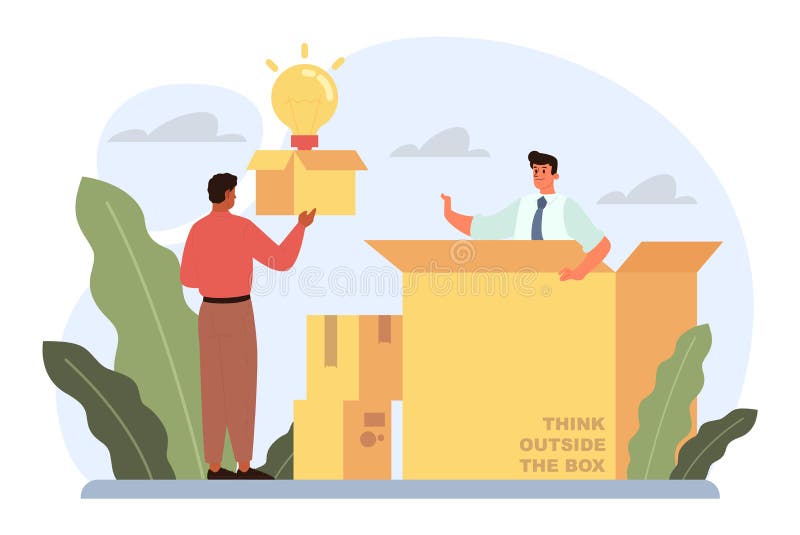 Think Outside the Box Concept. Creativity and Brainstorming Stock ...