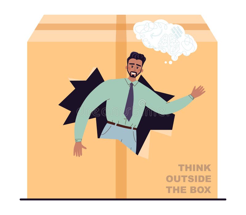 Think Outside the Box Concept. Creativity and Brainstorming Stock ...