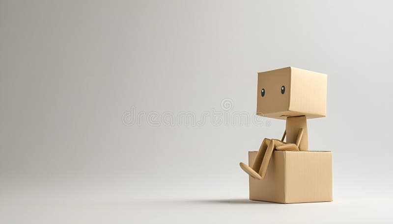 Think Outside the Box Concept with Cute Box Character Sitting ...