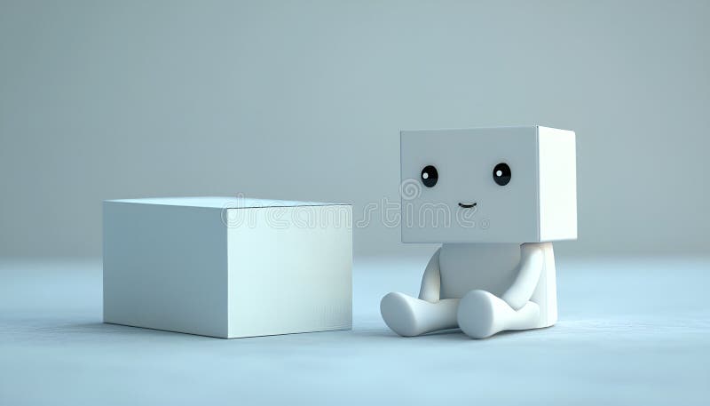 Think Outside the Box Concept with Cute Box Character Sitting ...