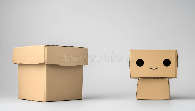 Think Outside the Box Concept with Cute Box Character Sitting ...