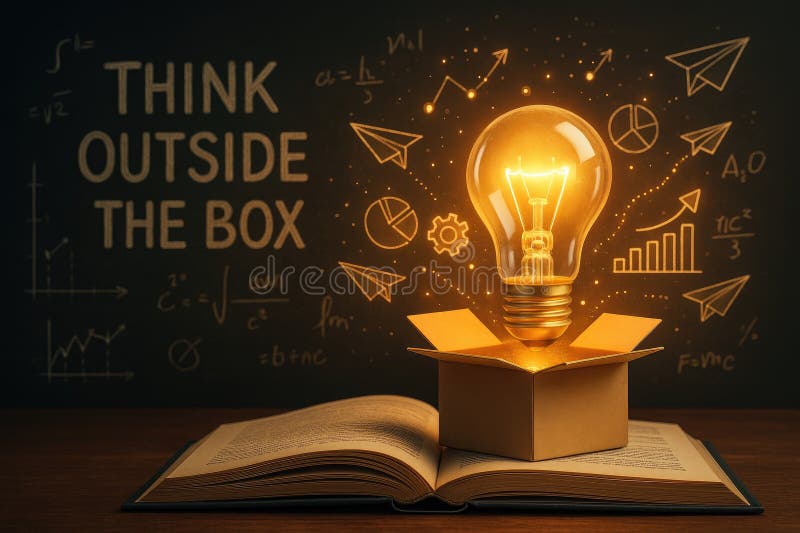 Think Outside the Box Creative Ideas Innovation Concept Stock Illustration - Illustration of ...