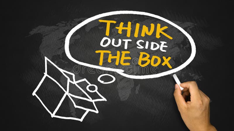 Think Outside the Box Hand Drawing on Blackboard Stock Image - Image of ...