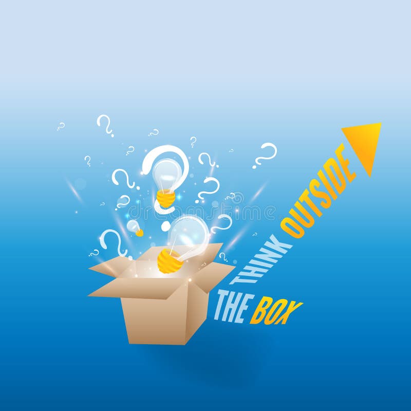 Think Outside the Box Illustration. Box with Laps and Lights Stock ...