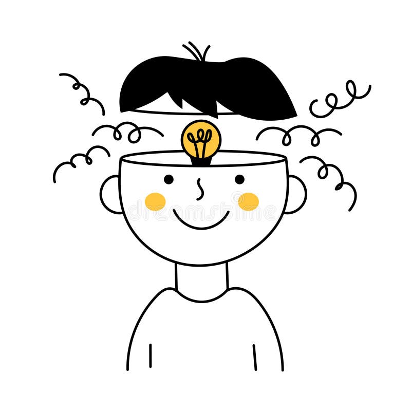 Think Outside the Box, Light Bulb in a Head. Success Leader and Concept ...