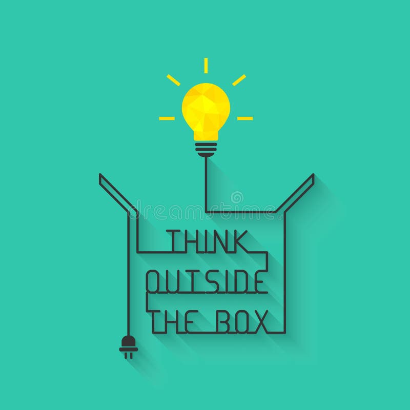 Think Outside the Box with Lightbulb and Saying Stock Vector ...