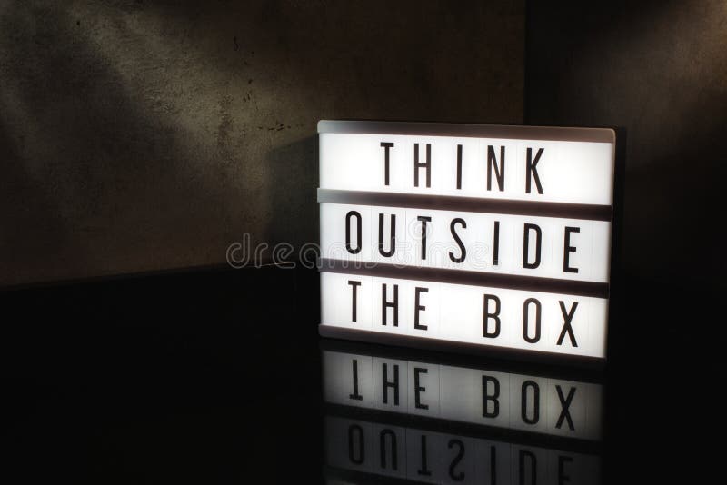 Think Outside the Box Motivational Message Stock Image - Image of ...