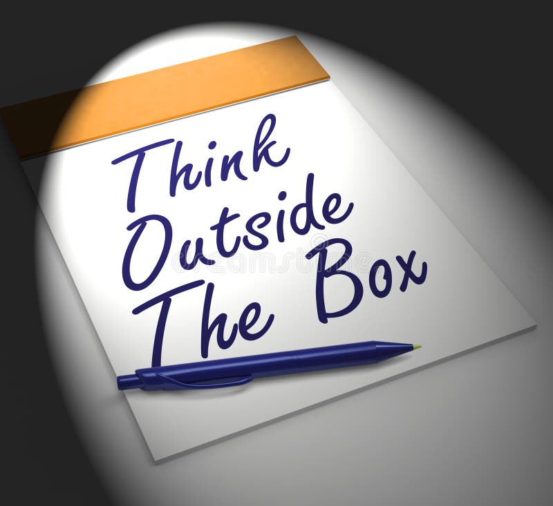 Think Outside the Box Notebook Displays Creativity or Brainstorm Stock ...