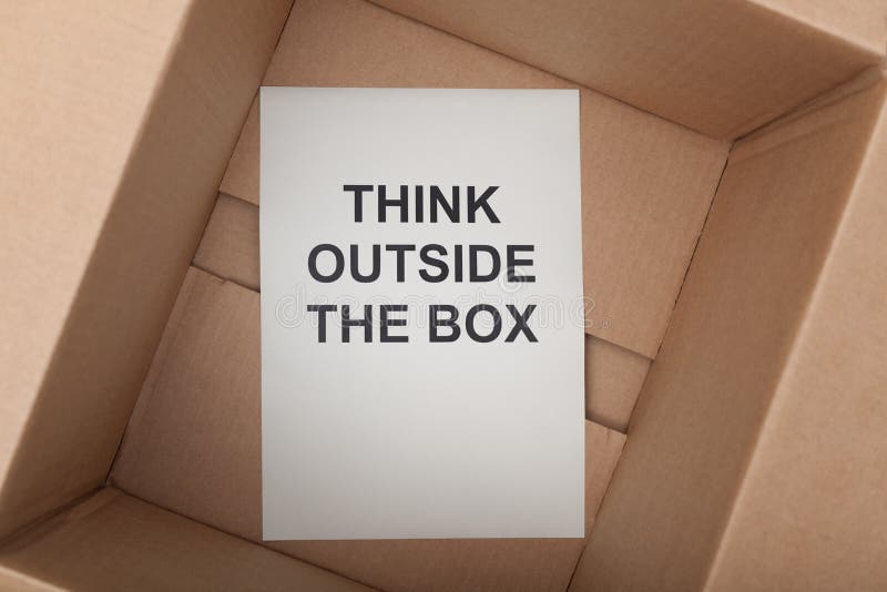 Think Outside the Box stock photo. Image of word, idea - 97454476