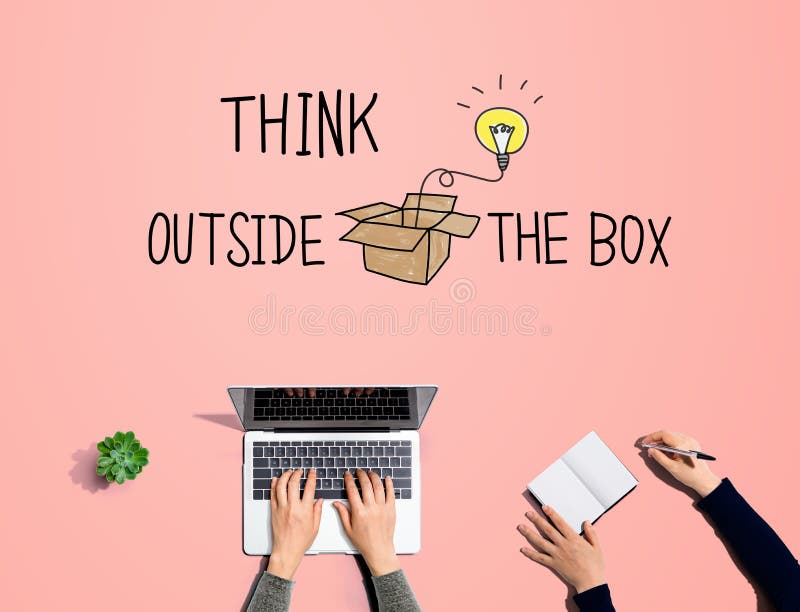 Think Outside the Box with People Working Together Stock Photo - Image ...