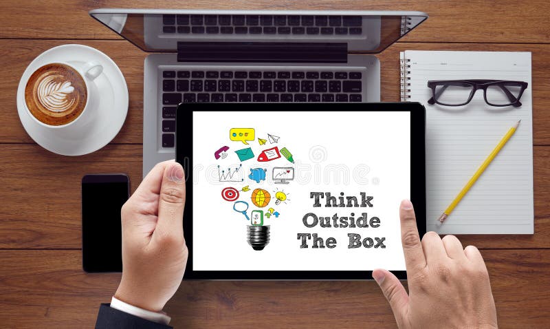 Think Outside the Box stock illustration. Illustration of black - 77636596