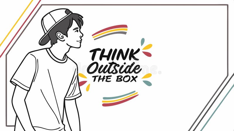 Think Outside the Box Text, Creativity and Innovation Message Vector ...