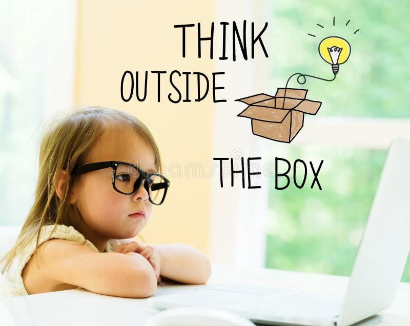 Think Outside the Box Text with Little Girl Stock Photo - Image of ... Think Outside the Box Text with Little Girl Stock Photo - Image of ...