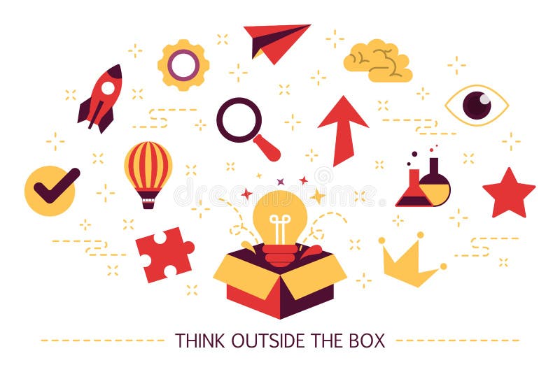 Think Outside the Box Web Banner. Creative Thinking Stock Vector ...