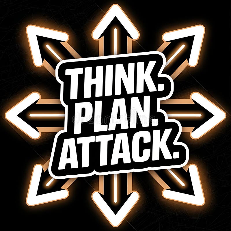 Think. Plan. Attack stock illustration. Illustration of roadmap - 393683246