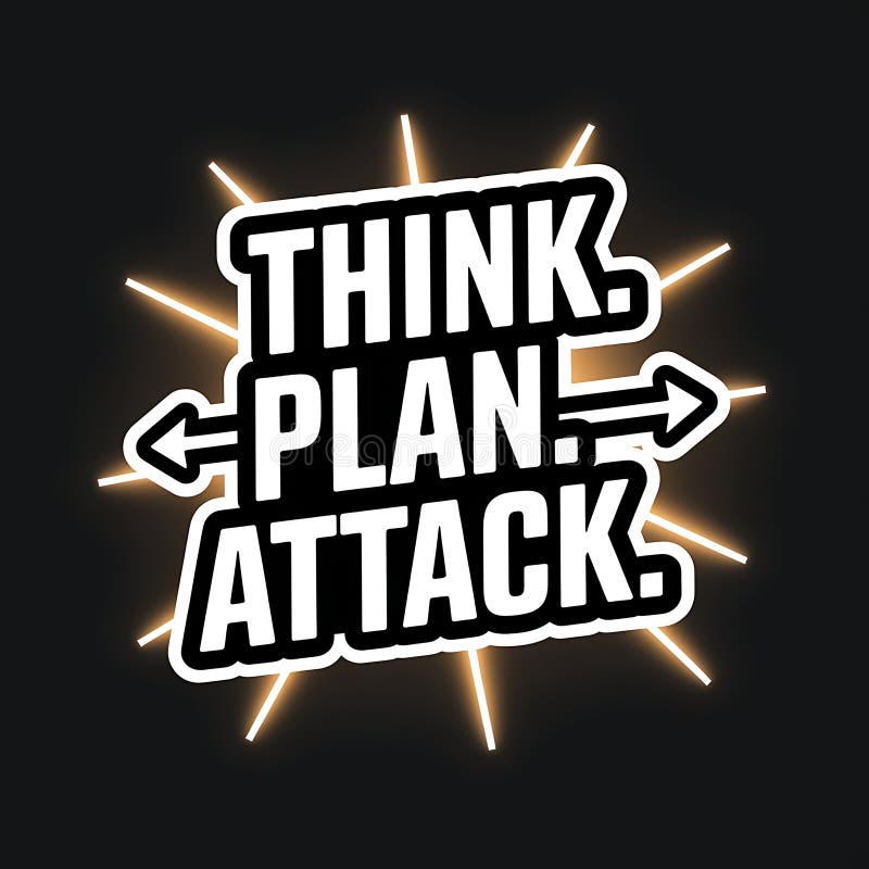 Think. Plan. Attack stock illustration. Illustration of warboardstyle ...