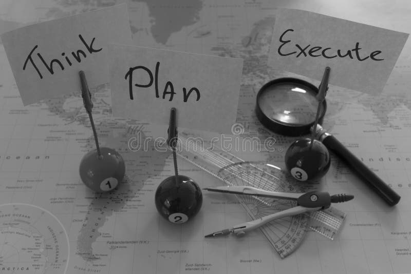 Think, Plan, Execute B&W (Englisch) Stock Image - Image of post ...