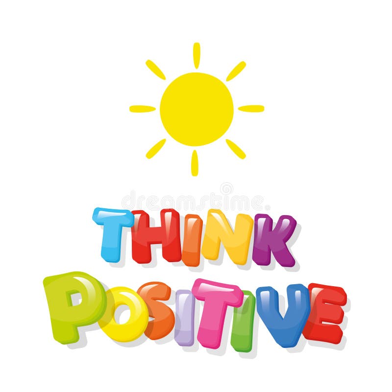 Think Positive Colorful Cartoon Letters. Vector. Stock Vector ...