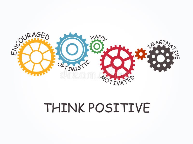 Think Positive with Gear Concept. Vector Illustration. Stock Vector ...