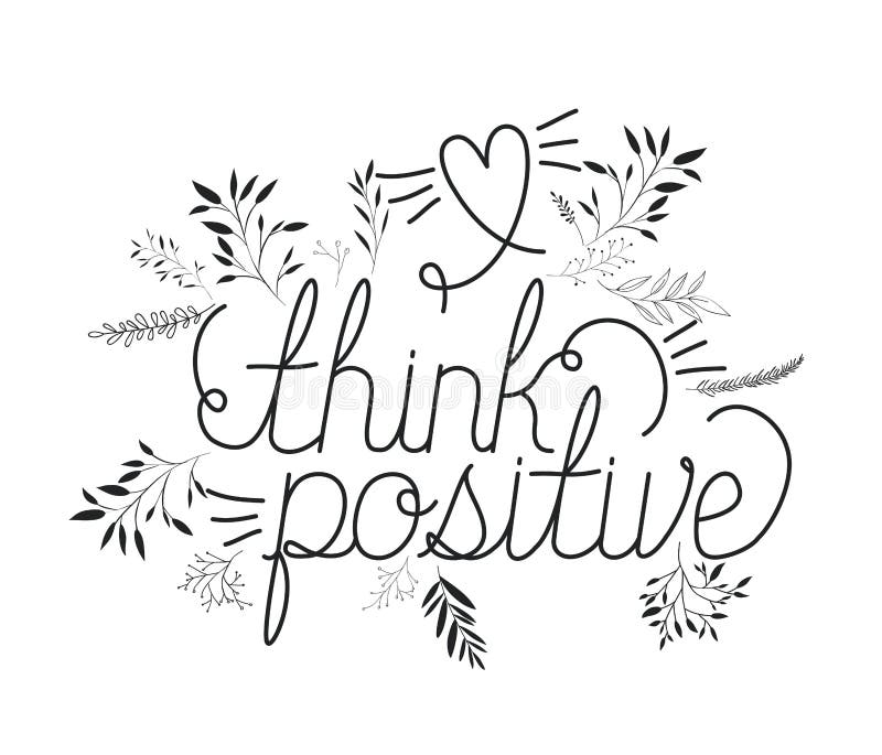 Think Positive Message with Hand Made Font Stock Vector - Illustration ...