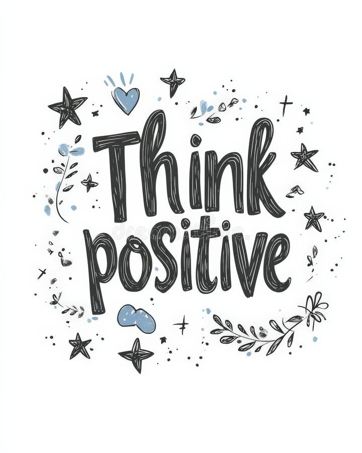Think Positive - Modern Calligraphy Lettering with Doodles ...