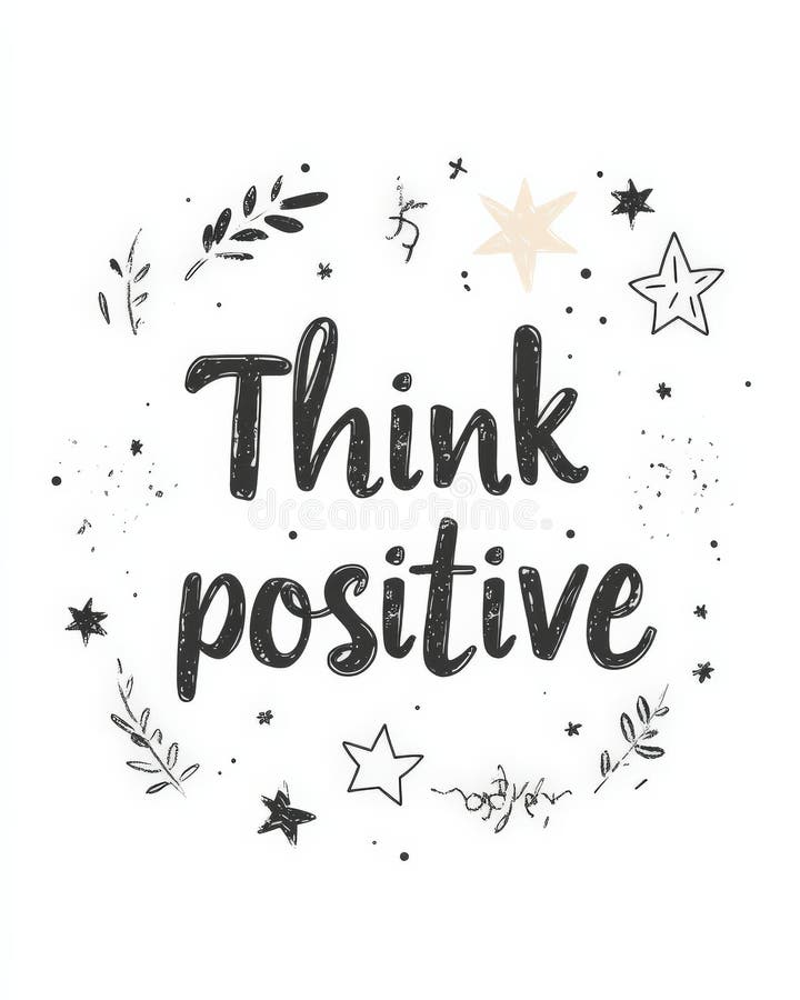 Think Positive - Modern Calligraphy Lettering with Doodles ...