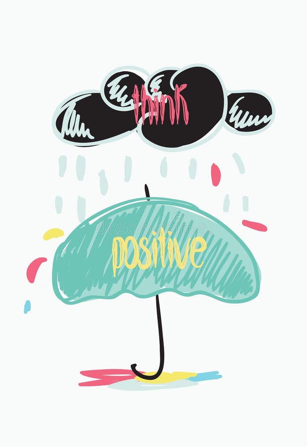 Think Positive Motivational Poster Doodle Quote Stock Vector ...