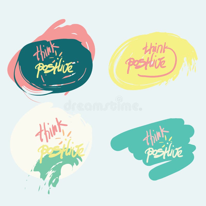 Think Positive Motivational Poster Doodle Quote Set Stock Vector ...