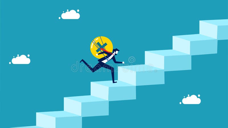 Think Positive for Success. an Optimistic Businessman Running on the ...