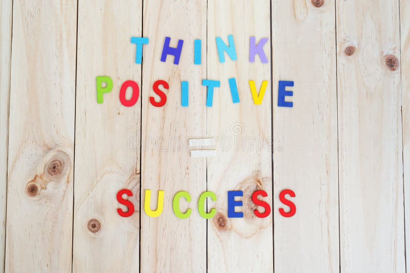 Think Positive Text on Wooden Background Stock Image - Image of success ...