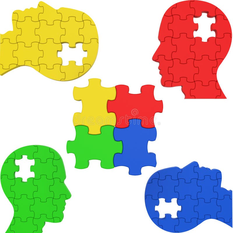 Think Puzzle Indicates Team Work and Consideration Stock Illustration ...