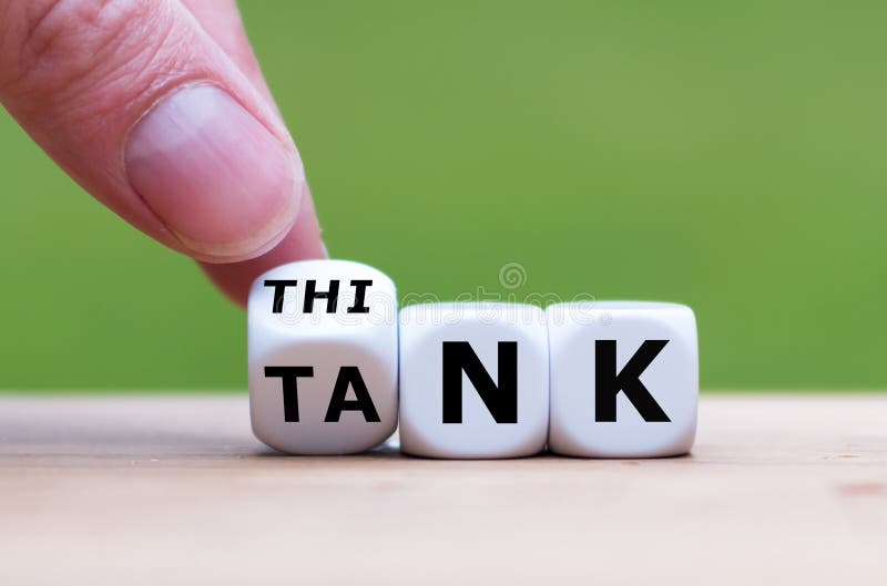 Think Tank Symbol. Businessman Turns Wooden Cubes and Changes the Word ...