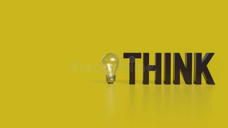 The Think Text and Light Bulb for Idea or Creative Concept 3d Rendering ...