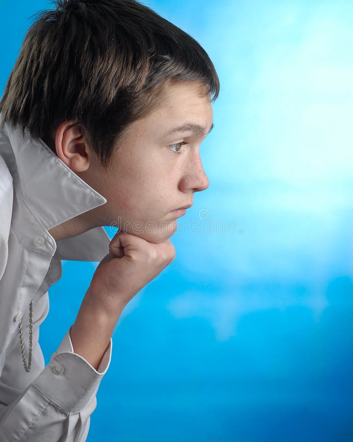 Thinker stock image. Image of caucasian, blue, confused - 22821111