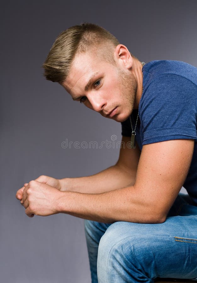 The thinker. stock image. Image of blond, choosing, macho - 22905181