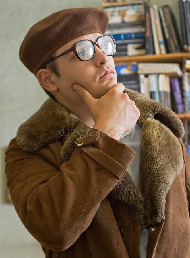 Thinker stock image. Image of person, glasses, caucasian - 9653333