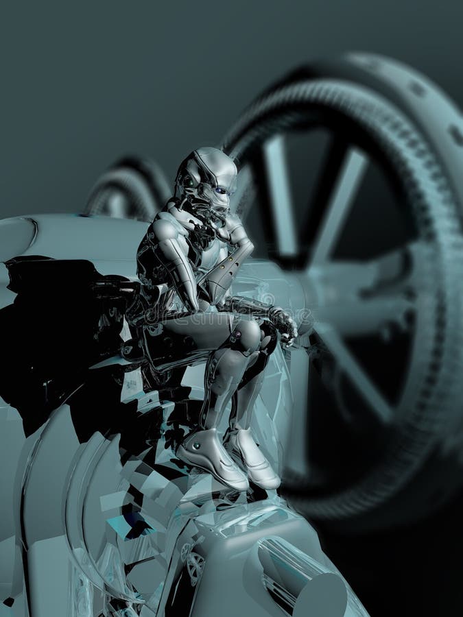 The Thinker Android editorial photography. Illustration of alien - 91814202