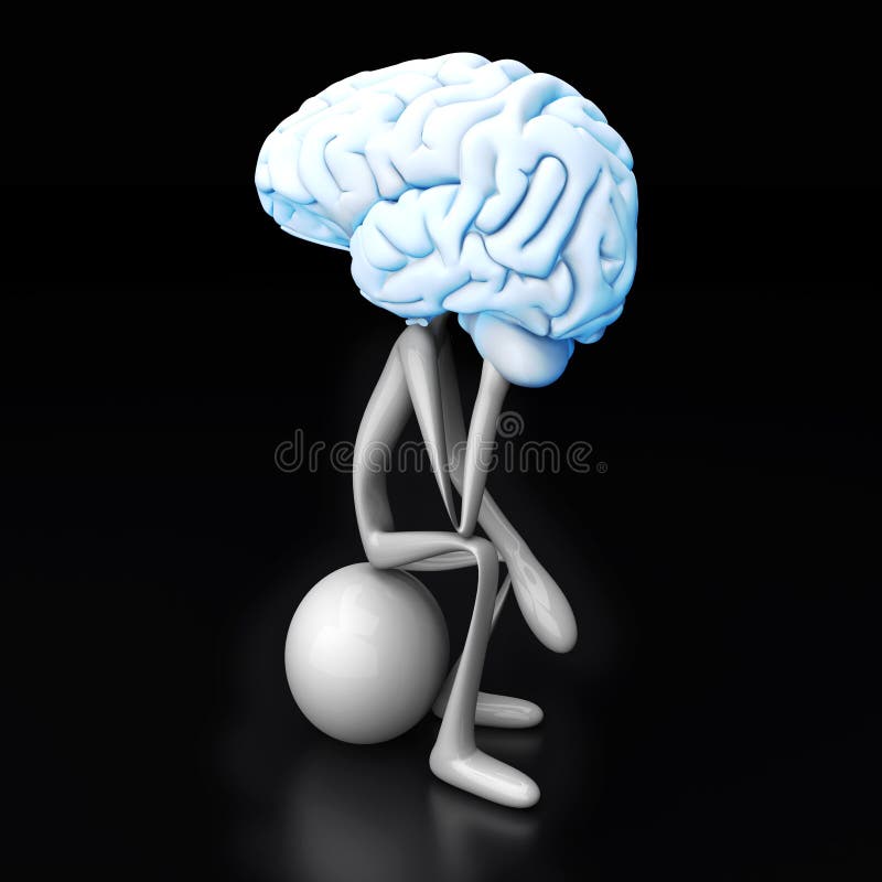 Sick Brain Character with Thermometer Stock Illustration - Illustration ...