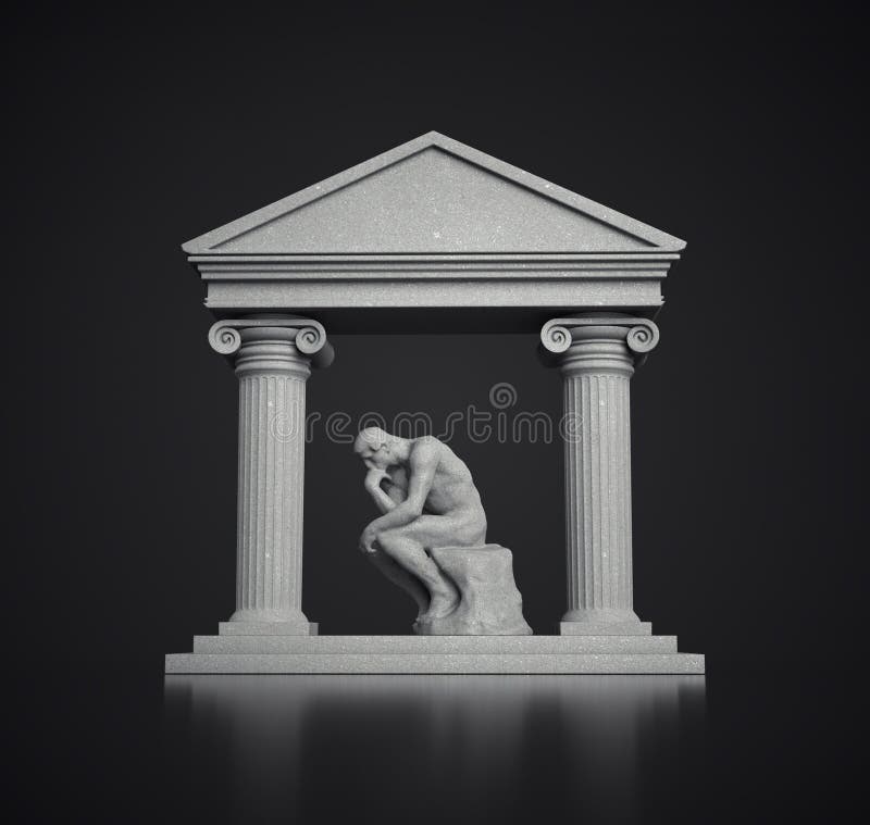 Thinker Statue Under the Roman Structure Stock Illustration ...