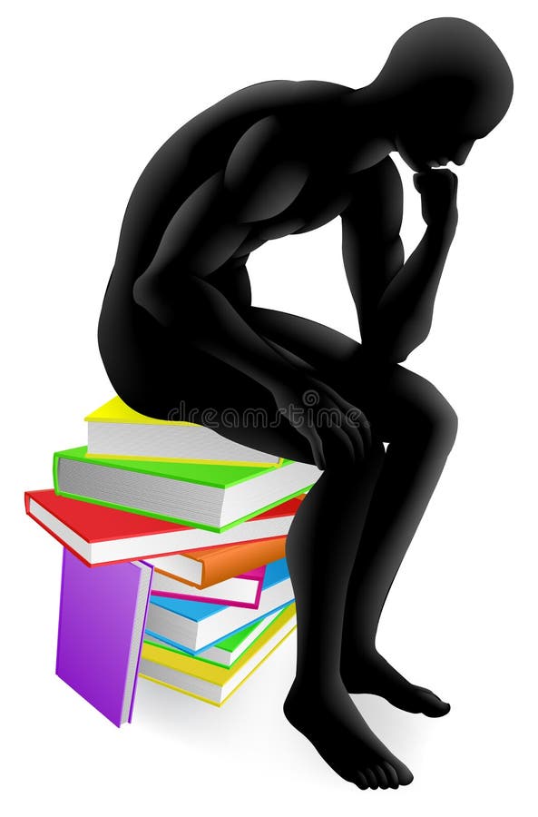 Thinker Thinking Sitting on Books Editorial Stock Photo - Illustration ...