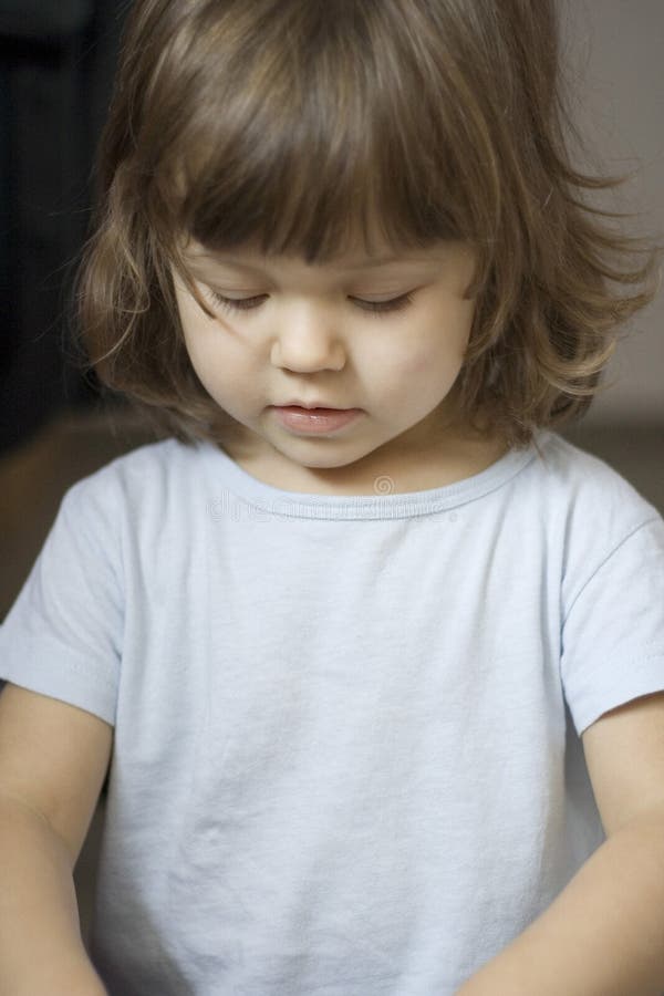 Thinking stock photo. Image of child, shirt, portrait - 1538456